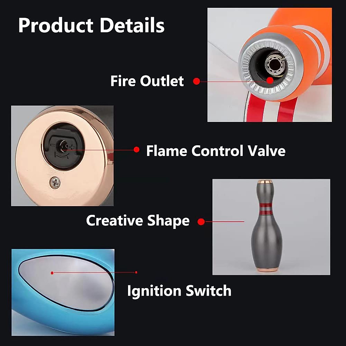 Jet Torch Lighter, Solar Beam Torch, Turbine Torcher, Windproof Adjustable Refillable Cool Lighter for Candle Camping BBQ Kitchen, Mens Gifts (Without Gas) (Black)