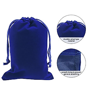 HRX Package 20pcs Velvet Jewelry Bags, 5x7 inch Blue Cloth Gift Drawstring Pouches Baggies Sacks for Dice Ornament