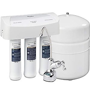 Whirlpool WHER25 Reverse Osmosis (RO) Filtration System With Chrome Faucet | Extra Long Life | Easy To Replace UltraEase Filter Cartridges, White