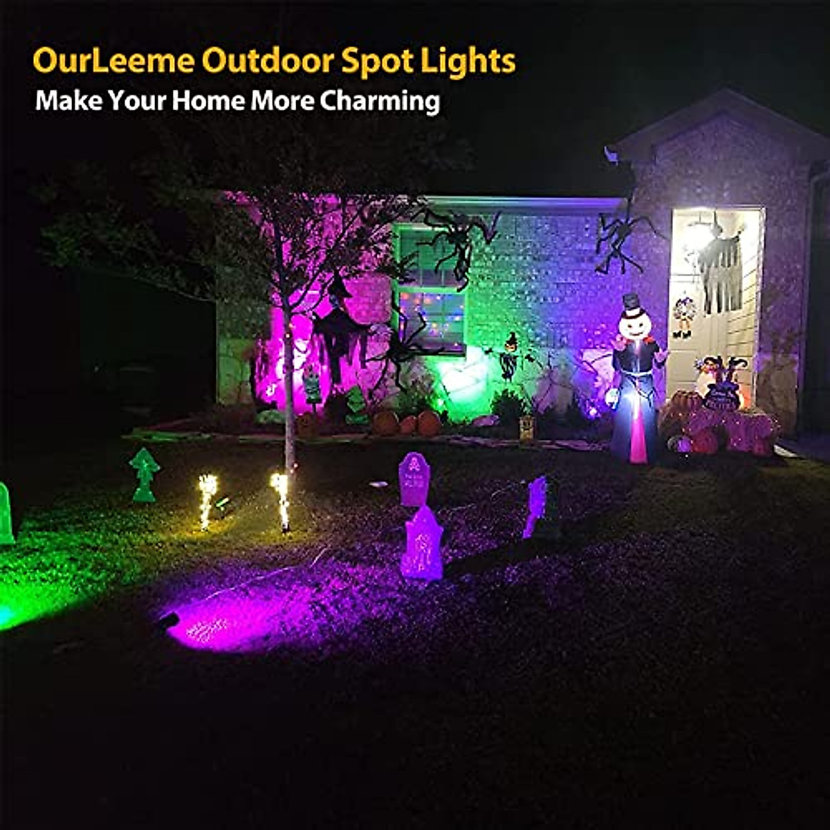OurLeeme Spot Lights Outdoor - 3W LED Lawn Garden Flood Light Waterproof Landscape Lighting Low Voltage Landscape Lights Spotlights for Yard Green Light AC 85-265V