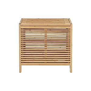 Linon Amzn0327 Finn Bamboo Bathroom Hamper, Brown
