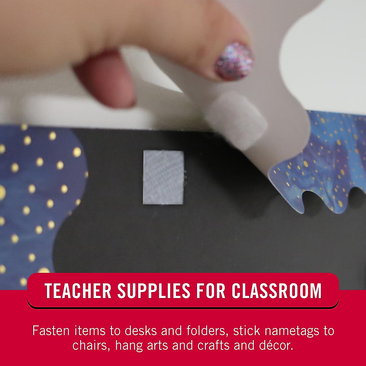 VELCRO Brand Mounting Squares | 200pk, 7/8" White | Adhesive Sticky Back Hook and Loop for Teacher Supplies, Office Organization (30705)