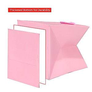 LFCXHTY Pink Large Square Gift Bags Square Bottom Bags with Handles for Party Favor, Birthday Gift Bags (12 x 12 x 12 in, 1 CT)