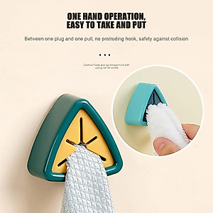 SEPPR Towel Hook Holder Grabber, Drill Free Self Adhesive Push Hooks Firmly, Anglecai Self-Adhesive Towel Stopper Dish Cloth Hook for Kitchen Bathroom Towel Organization