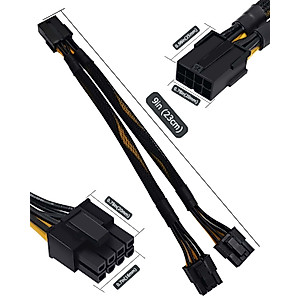 COMeap 8 Pin PCIe Splitter Cable, GPU VGA PCIe 8 Pin Female to 3X 8 Pin(6+2) Male PCI Express Adapter Extension for Bitcoin Ethereum Mining 11.4-inch(29cm)
