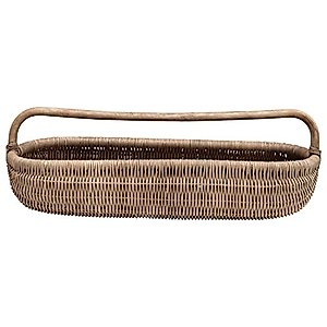 Creative Co-Op Hand-Woven Rattan Basket with Handle, Natural Tray