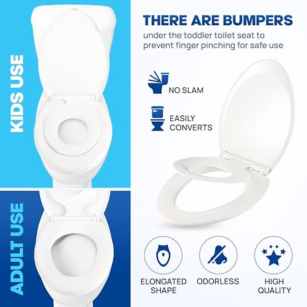 UMIEN Potty Training Toilet Seat 2 in 1 Toilet Seat For Toddlers & Adults – Kids Potty Training Easy To Install Elongated