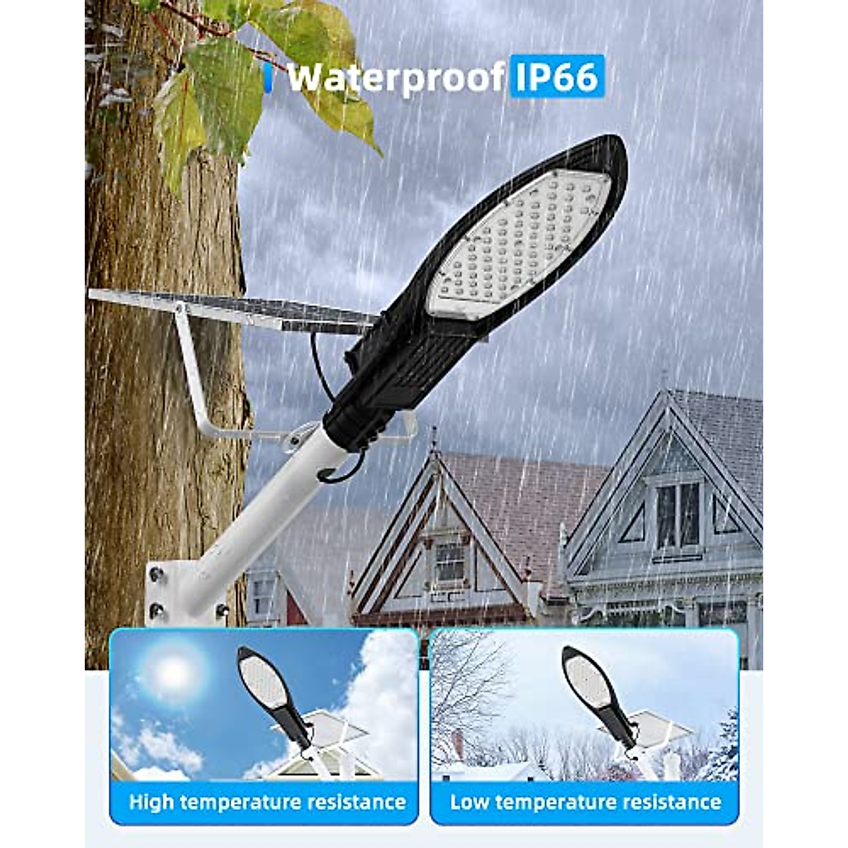 LED Solar Street Lights Outdoor Waterproof,A-ZONE Modern Leaf Shape 500W Dusk to Dawn Solar Street Lamp Remote Control Light 30000 Lumens with Separate Panel for Backyard,Parking Lot,Garage