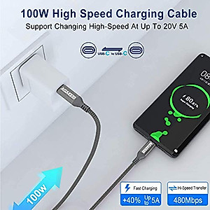AkoaDa USB C to USB C 100W Cable 10 FT, 5A Type C to Type C Charging Cable Compatible with iPad Pro, MacBook Pro, Samsung Galaxy S22 Note 20, Google Pixel, iPad Mini 6,iPad Air 5/4,etc (Grey)
