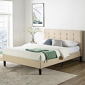 ZINUS Ibidun Upholstered Platform Bed Frame, Mattress Foundation, Wood Slat Support, No Box Spring Needed, Easy Assembly, Full, Beige