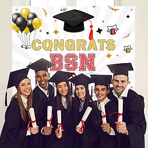 INNORU Congrats BSN Backdrop Banner, Nurse BSN RN Graduation Prom Photography Backdrop Durable Fabric Congrats Grad Banner Medical Nursing School Graduation Party Decorations Photo Booth Props 6x4ft