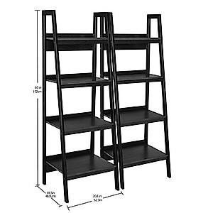 Ameriwood Home Lawrence 4 Shelf Ladder Bookcase Bundle, Black