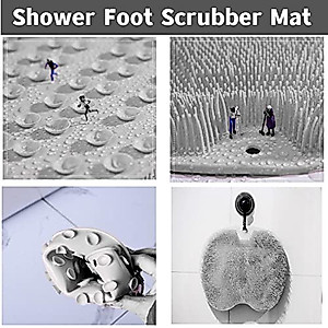 YVPSI Shower Foot & Back Scrubber, Wall Mounted Massage Pad, Silicone Bath Massage Cushion Brush with Suction Cups for Body Scrubber Improve Foot Circulation & Soothes Tired Feet Blue (Grey)