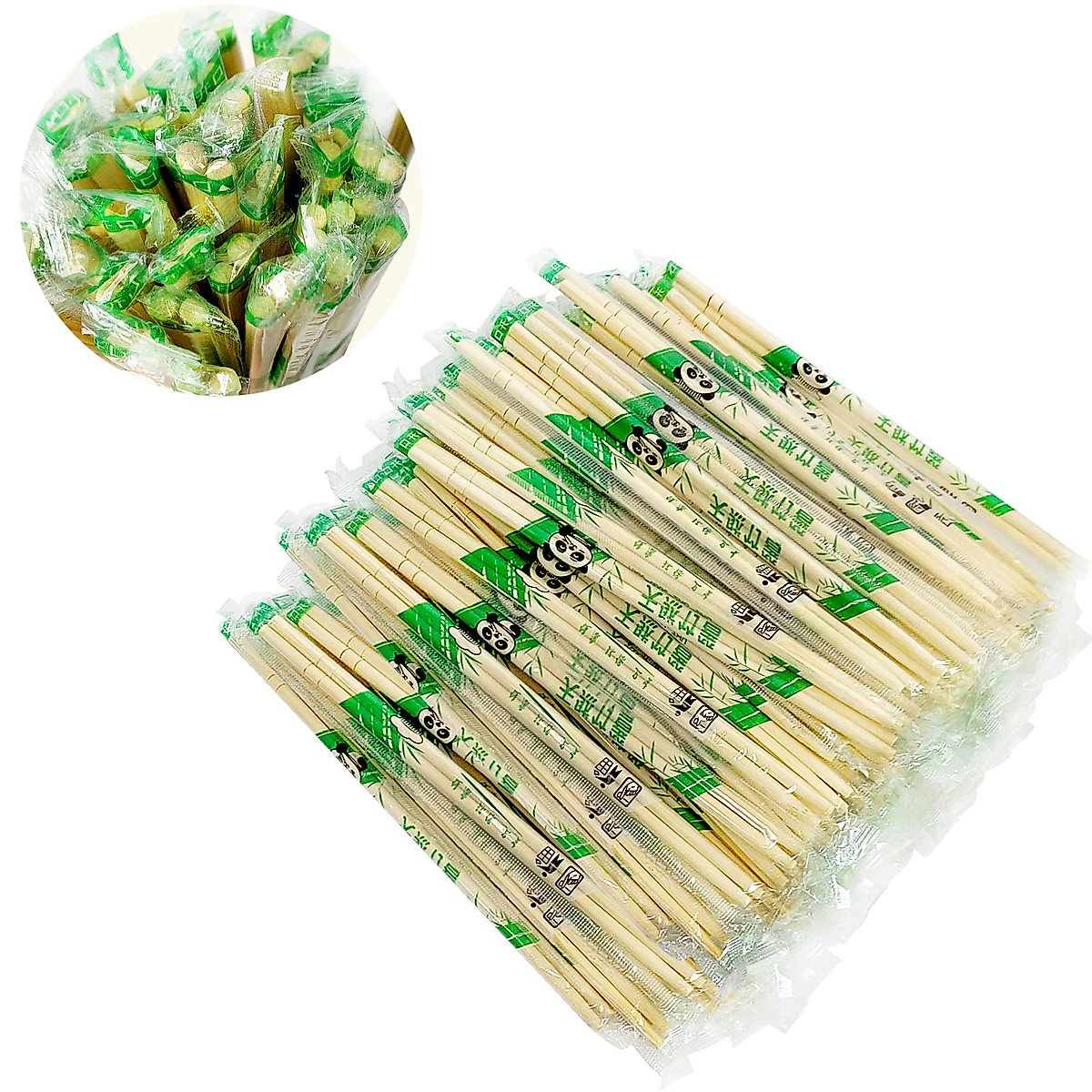 UEJYWUY 1000 Pairs 8 Inch Disposable Chopsticks, Separated Sleeved Individually Wrapped Disposable Bamboo Chopsticks, Bamboo Wooden Chopsticks for Noodles, Sushi, Asian Food