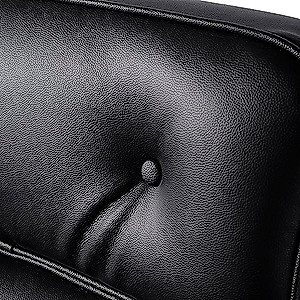 DHAEY Black Office Chair,PU Leather Desk Chair with Wheels,Adjustable Computer Executive Chair,Swivel Task Chair with Soft Backrest & Mute Pulley & Soft Sponge,Tilt Back to 120°,Easy to Assemble