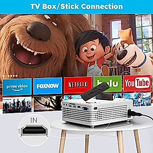 Mini Projector, Aokang 7500 Lumens HD Portable Projector 1080P Full HD Supported, Movie Projector Compatible with Smartphone & Tablet TV Stick Laptop HDMI USB AV, White