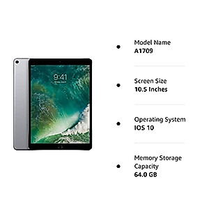 Apple iPad Pro 10.5in with ( Wi-Fi + Cellular ) - 64GB, Space Gray (Renewed)