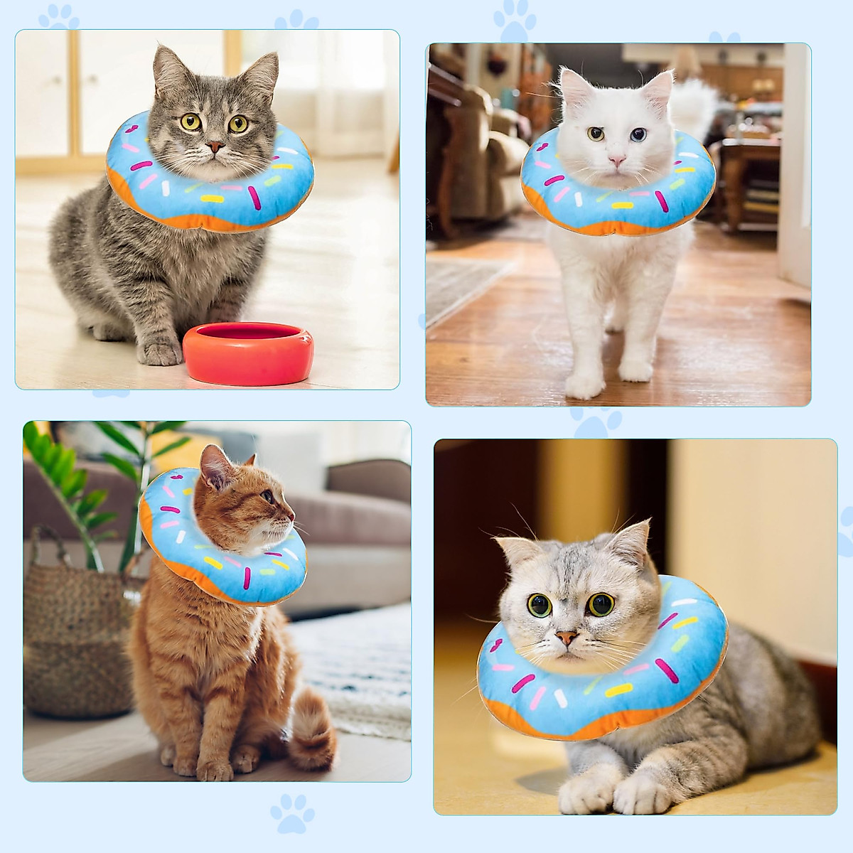 Cat Cone Collar Soft, Adjustable Plush Comfort Pet Elizabeth Circle Soft Cone for Cats Donut Cute Cat Recovery Collar for Cats Small Pet After Surgery Stop Licking Comfortable Cat Cones (M, Blue)