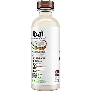 Bai Antioxidant Infused Water Beverage, Molokai Coconut, with Vitamin C and No Artificial Sweeteners, 18 Fluid Ounce Bottle, 12 Pack