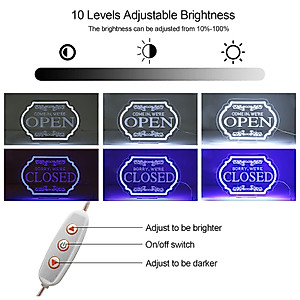 MinIeoh Open Closed LED Neon Sign, 3D Engraved Light Up Wall Door Window Decor Sign, 2PCS/SET, For Business Coffee Beer Salon Studio Bar Restaurants Hotel Office