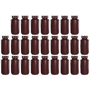 LUERFLEX 250ML 8OZ Amber Wide Mouth PP Plastic Reagent Bottles with Caps Pack of 25