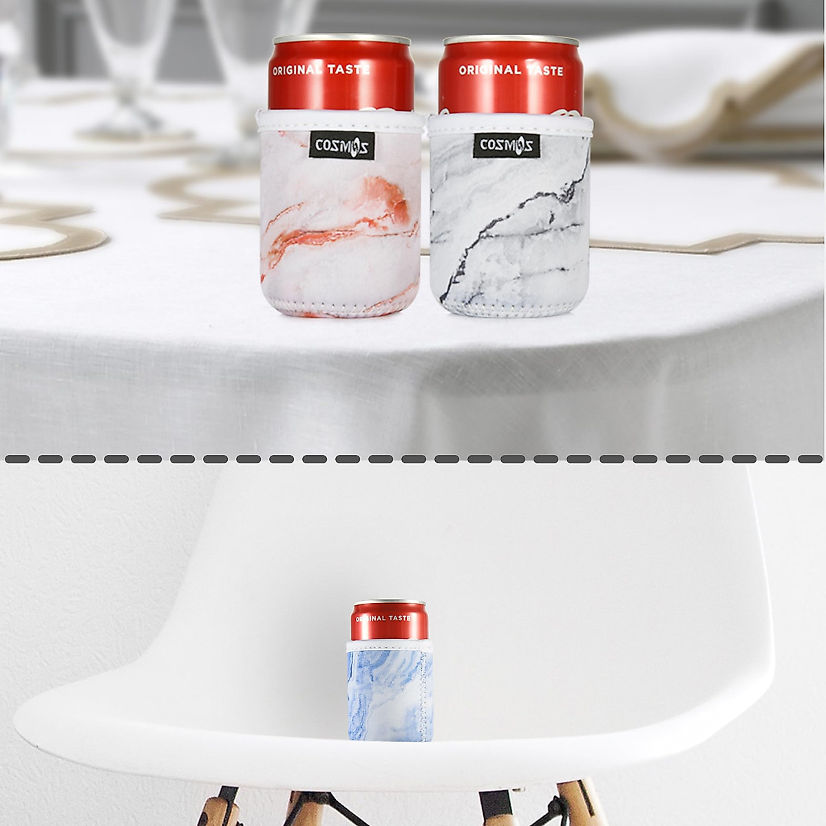 Cosmos 4 Pcs Soft Neoprene 7.5 Fl Oz Mini Can Sleeves Insulators Can Cooler Sleek Can Drink Covers Neoprene Can Sleeve Holder Beverage Insulator Cover for Energy Drink & Beer Cans