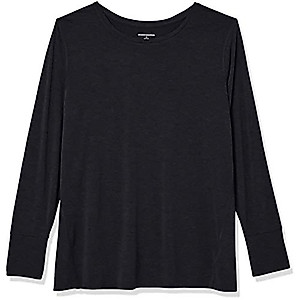 Amazon Essentials Women's Studio Relaxed-Fit Long-Sleeve T-Shirt (Available in Plus Size), Black, X-Large