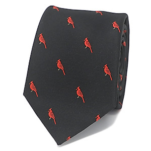 MENDEPOT Red Birds Pattern Necktie With Gift Box Northern Cardinal Pattern Tie