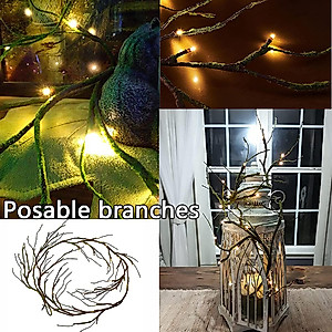 Fudios Greenery Garland with Lights for Mantle with Timer 48 LED 6FT Mossy Vine Garland Lights for Table Centerpieces Indoor Outdoor