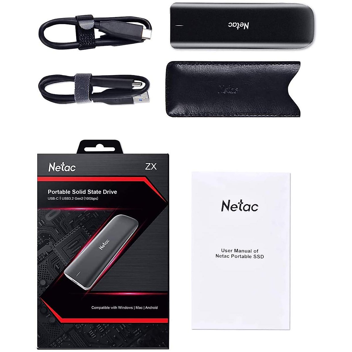 Netac SSD External Drive, Portable SSD 1TB for Type C, Up to 980MB/s, NVME SSD PCIE, USB 3.2 Gen2 10Gbps External Solid State Drive