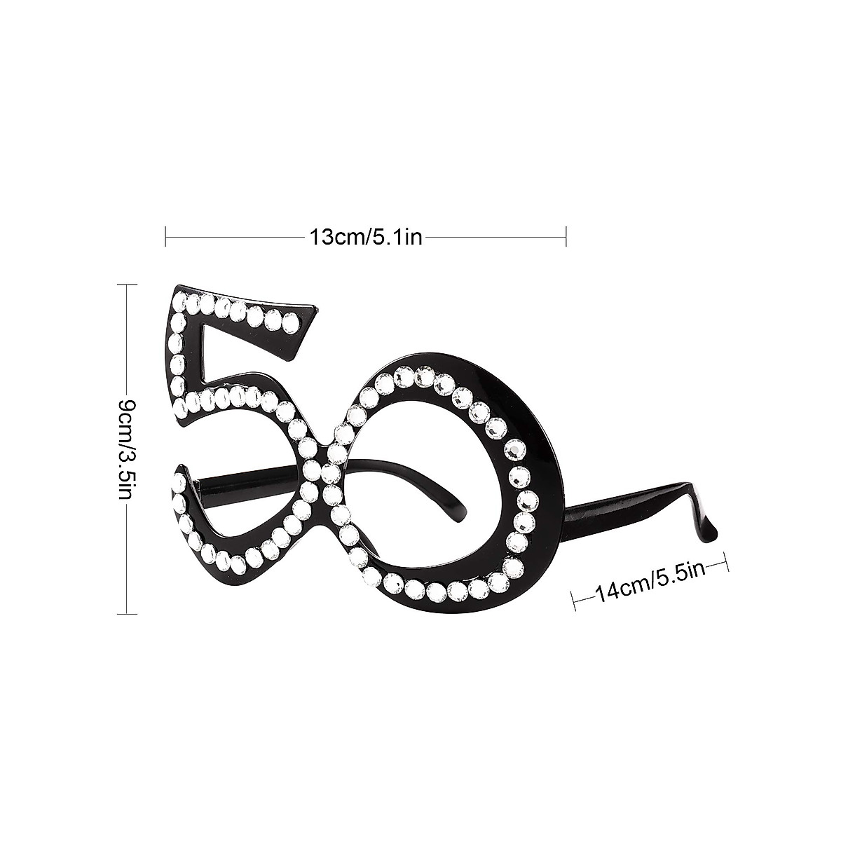Frienda 9 Pairs 50th Birthday Glasses with Rhinestones Costume Sunglasses Novelty Eyewear Celebration Decoration(Black)