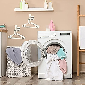 LINFIDITE 2 Pack Clothes Hanger Organizer Hanger Storage Organizer Stacker Double Layers Foldable Hanger Holder Rack Wall Mounted Clothes Hanger Clips Organizer for Laundry Room Balcony Bathrooms,Grey