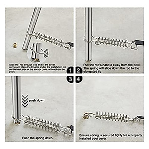 Uprimu Pool Cover Tool, Pool Cover Removal Installation Rod Pool Cover Anchors, Stainless Steel Heavy Made, 29inch Length, Compatible with All Standard Pool Cover Anchors