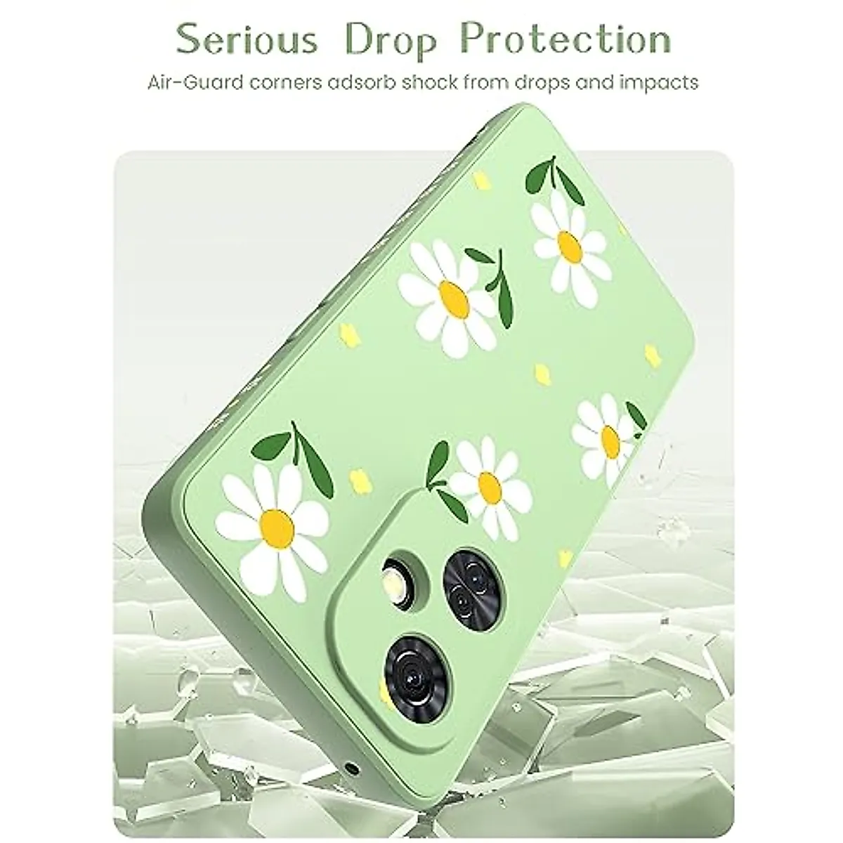 Yucenx for Oneplus Nord n30 5G Case, Girls Women Florals Liquid Silicone Phone Case, Shockproof Anti-Scratch Soft Protection Case with Screen Protectors for OnePlus Nord N30 5G (Grass Green)