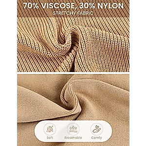 Lentta Women's 2 Piece Sweater Sets Outfits Knit Pullover Tops High Waisted Pants with Pockets(Khaki-L)