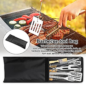 2PCS Thicken BBQ Tool Storage Bag,Portable Grill Accessory Oxford Grill Tool Carry Bag,Outdoor Picnic Cooking Tools Bag for Picnic Trip Outdoor Camping(Size:24.41 x 9.45inch)