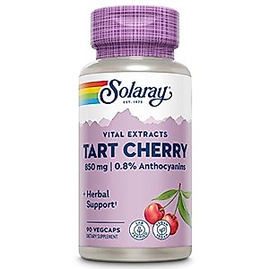 SOLARAY Tart Cherry Fruit Extract 425mg | Supports Healthy Uric Acid Levels w/ Antioxidants & Anthocyanins | Non-GMO & Vegan | 90 VegCaps
