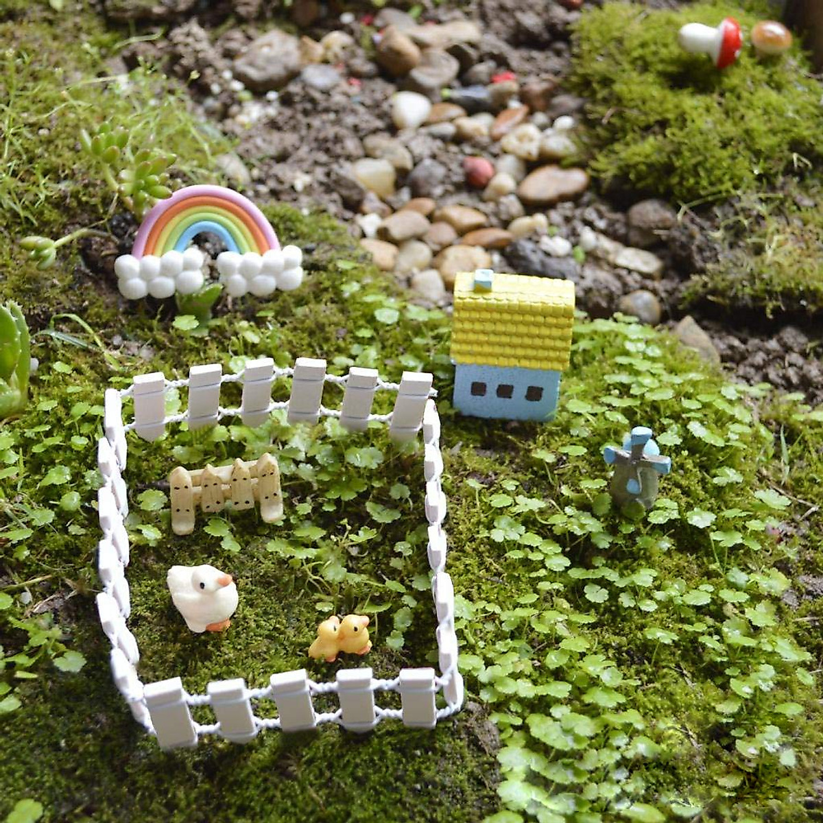 Ymeibe 35 Inch 2-Pack Miniature Fairy Garden Fence Wood Decorative Ornament Fence for Dollhouse Succulent Plant Pot DIY Diorama Project Height 2 inch (Brown)