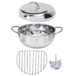 Japanese Deep Fryer Pot, Detachable Multifunctional 28cm Japanese Tempura Deep Fryer Pot 201 Stainless Steel for French Fries