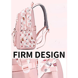 RRRWEI Cute Backpack For School Aesthetic Big Kawaii Backpack For Girls Student Bookbags Preschool Elementary (pink)