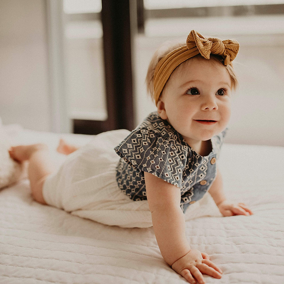 Parker Baby Girl Headbands - 5 Pack of Cable Knit Nylon Bows for Girls -"Matilda Set"