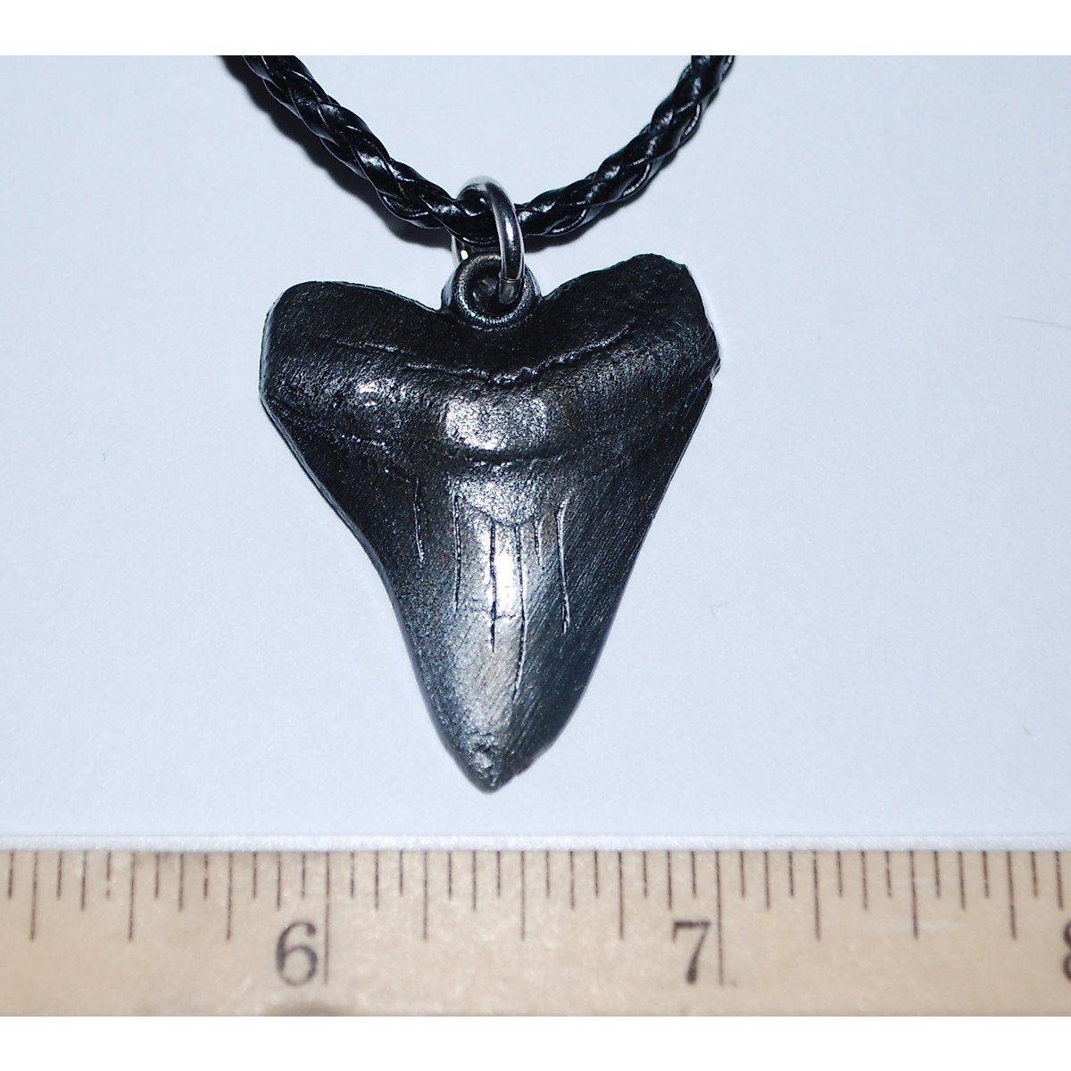 Megalodon Tooth Necklace (Metal Replica) Giant Fossil Shark #167 2o