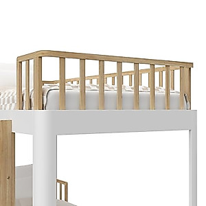 Storkcraft Next Santos Twin-Over-Twin 5-in-1 Convertible Bunk Bed (White with Natural) – GREENGUARD Gold Certified, Converts to Loft Bed and Twin Beds, Modern Style for Kids Room