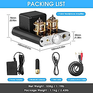 Vacuum Tube Headphone Amplifier Bluetooth 5.0 Receiver USB DAC