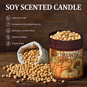 Autumn Scented Candles | Pumpkin Spice | Fall Candle | Natural Soy Candles for Home Scented | Vintage Large Jar Candle | Jar Candle Fall Scent | 90 Hours Long Burning | Candle Gifts for Women