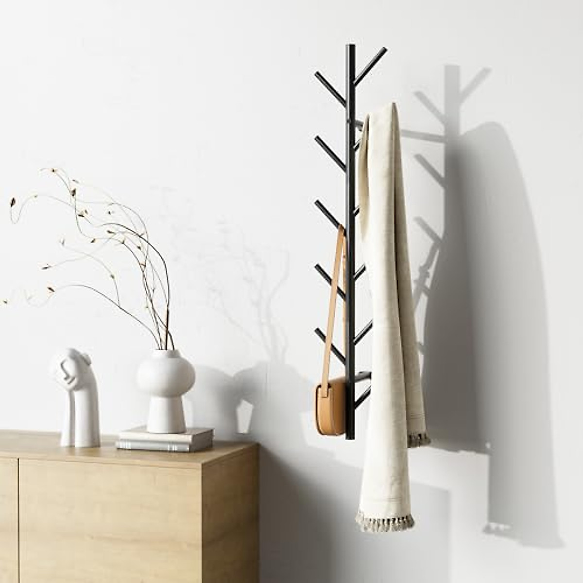 RRG Wall Mount Coat Rack 39.37 Inch, Metal Vertical Hat Rack for Wall, Modern Modern Tree Branch for Coats, Scarves, Hats, Jackets, Bags, Entryway Bedroom