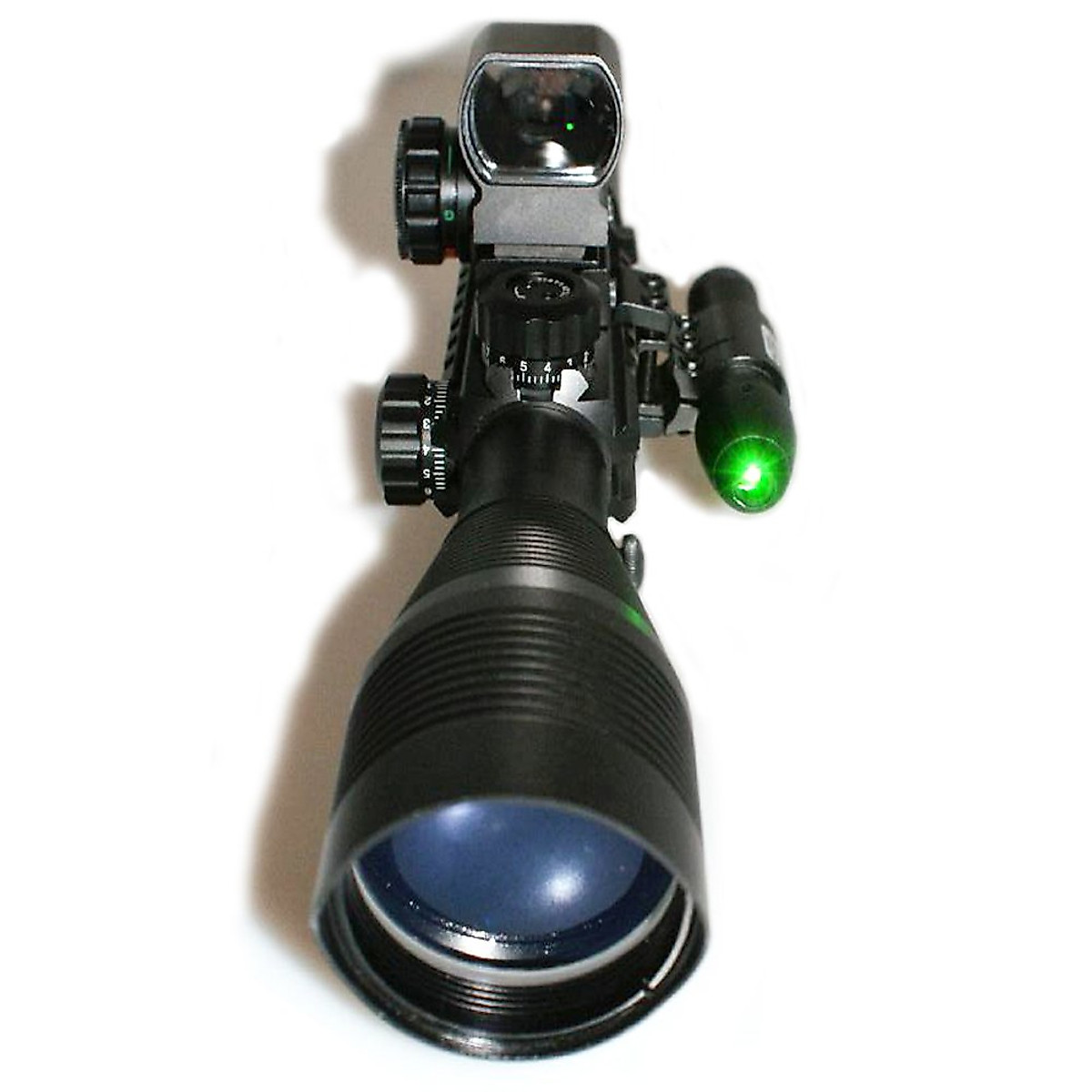 Rifle Scopes Combo 4-12X50eg Riflescopes Tactical Dual Illuminated Optical Holographic Red/Green Reflex Dot Sight Bullet-Shape Laser for Hunting Practitioner