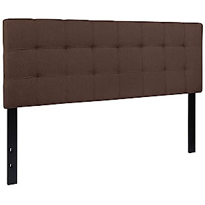 Flash Furniture Bedford Tufted Upholstered Queen Size Headboard in Dark Brown Fabric