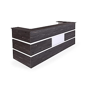 Casa Mare 87" Wood Office Reception Desk Counter & Drawers w/Telescopic Rails & Chrome Handles | Cable Grommet Holes | Option to Add Logo | Front Table Furniture Nail Hair Beauty Salon Spa Restaurant