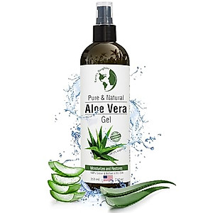 Earth's Daughter Organic Aloe Vera Gel from 100% Pure and Natural Cold Pressed Aloe – Moisturizes - Great for Face - Hair- Sunburn - Aftershave - Bug Bites - 12 oz.